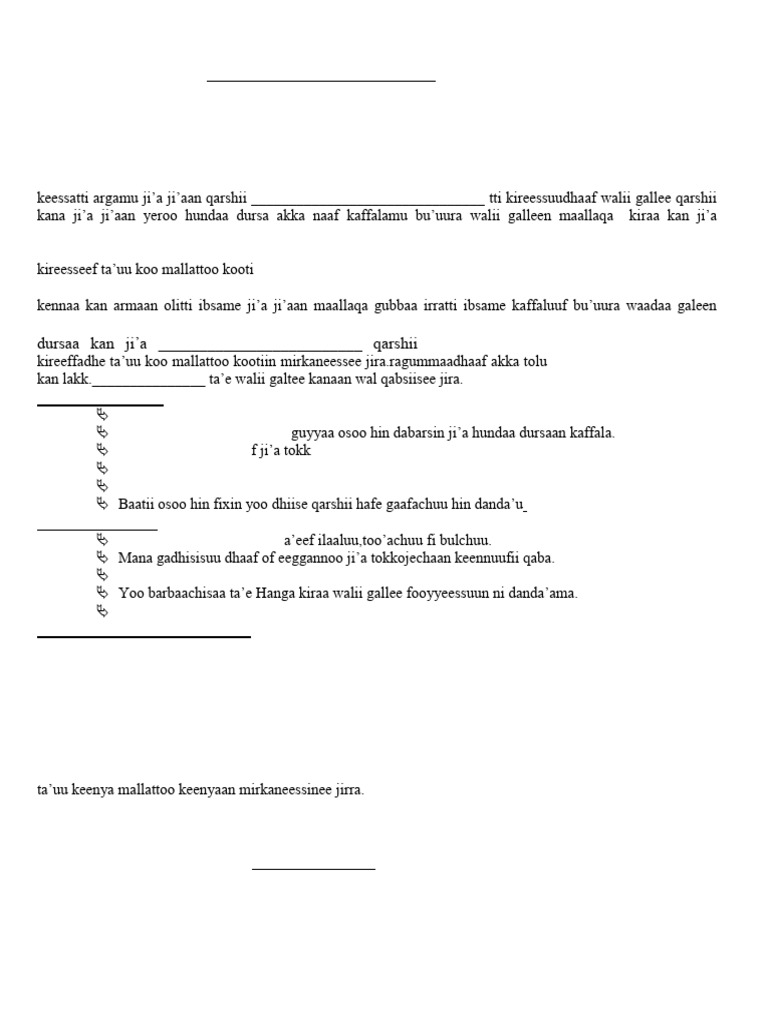 Waliigaltee Kiraa Mana Jireenyaa | PDF