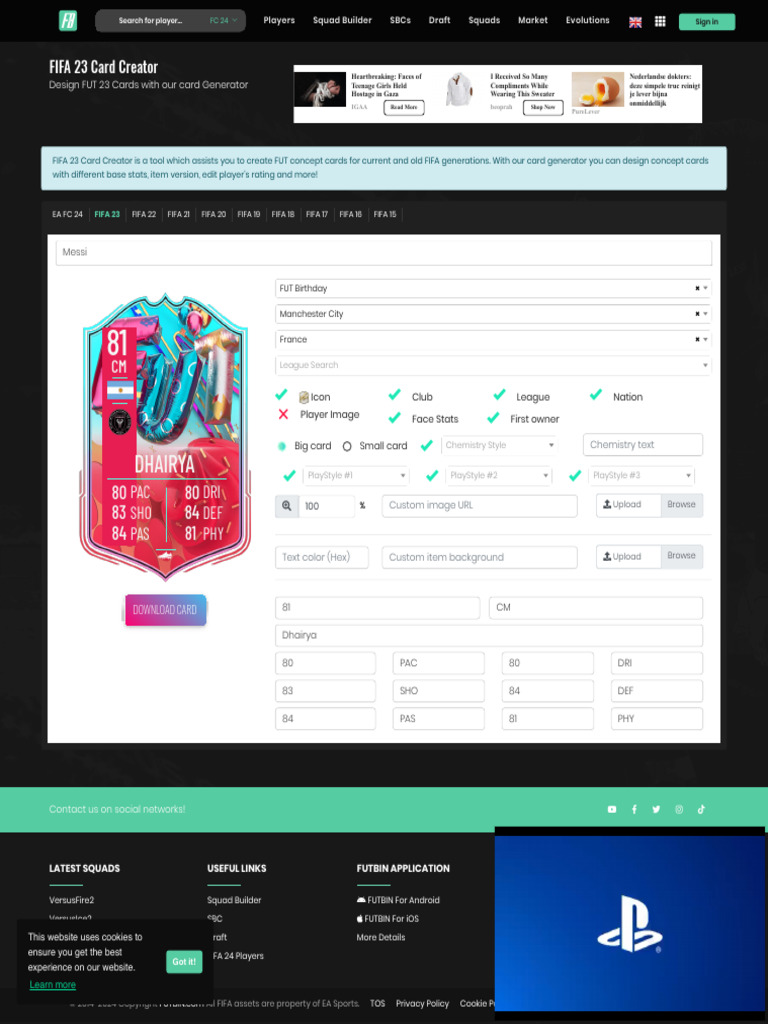 FIFA 23 Card Creator Generator FUTBIN | PDF