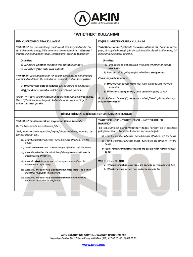 Whether Kullanimi | PDF