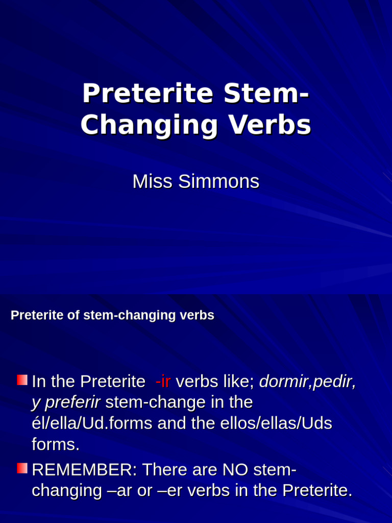 Preterite Stem-Changing Verbs | PDF | Linguistic Typology | Language ...