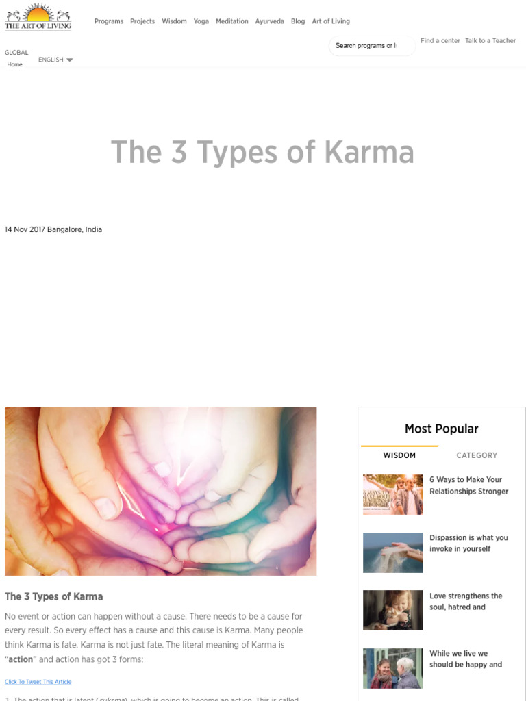 The 3 Types of Karma _ The Art Of Living Global | PDF | Karma | Meditation