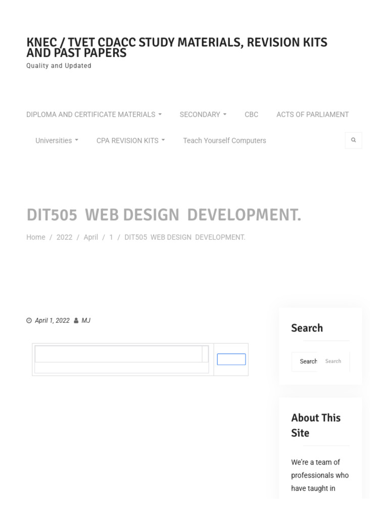 Web Design DIT505 Past Papers | PDF | Html | World Wide Web