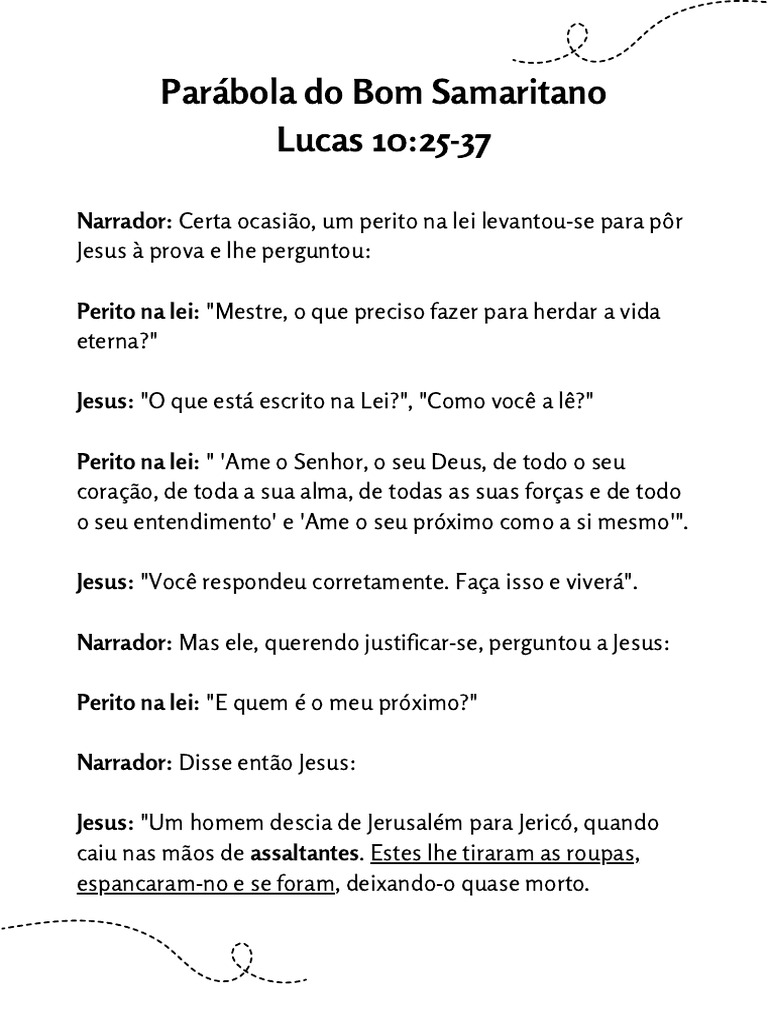 Parábola do Bom Samaritano Explicada | PDF