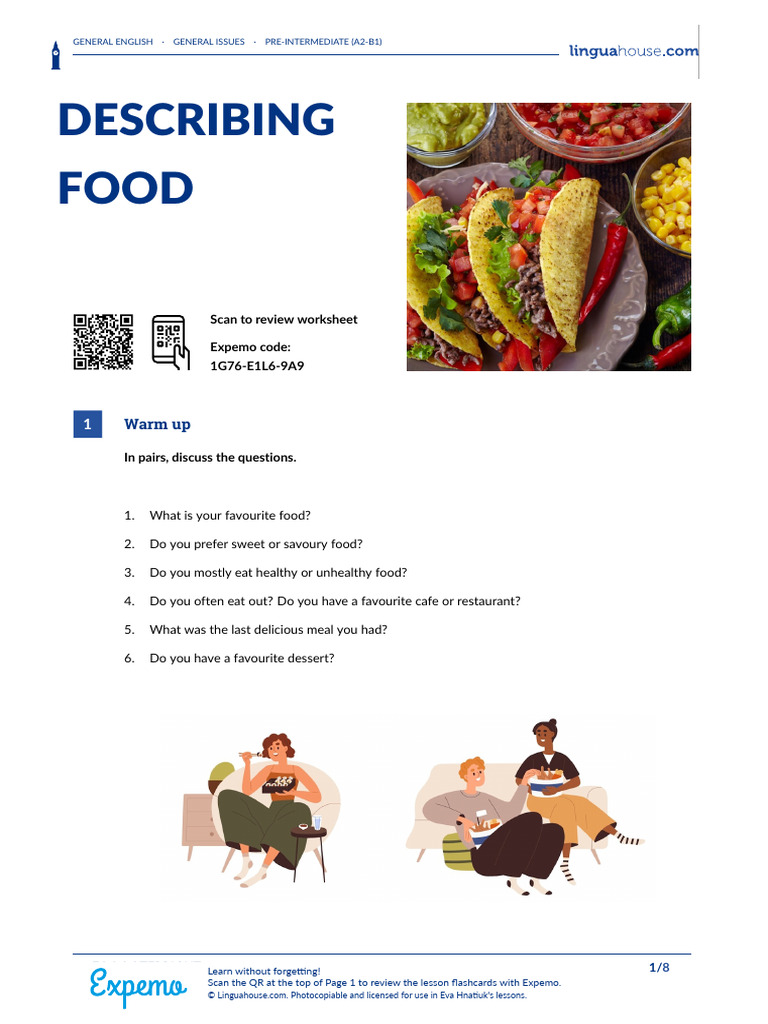 Describing Food British English Teacher A2 B1 | PDF | Foods | Taste