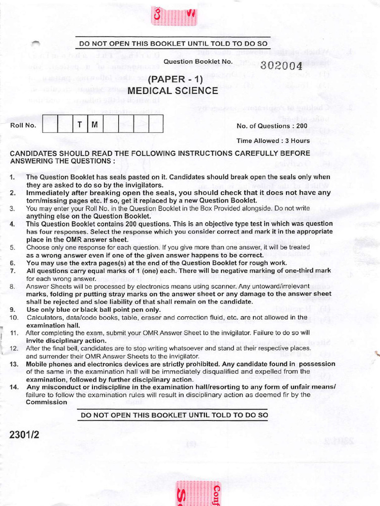 Medical Science Paper I | PDF