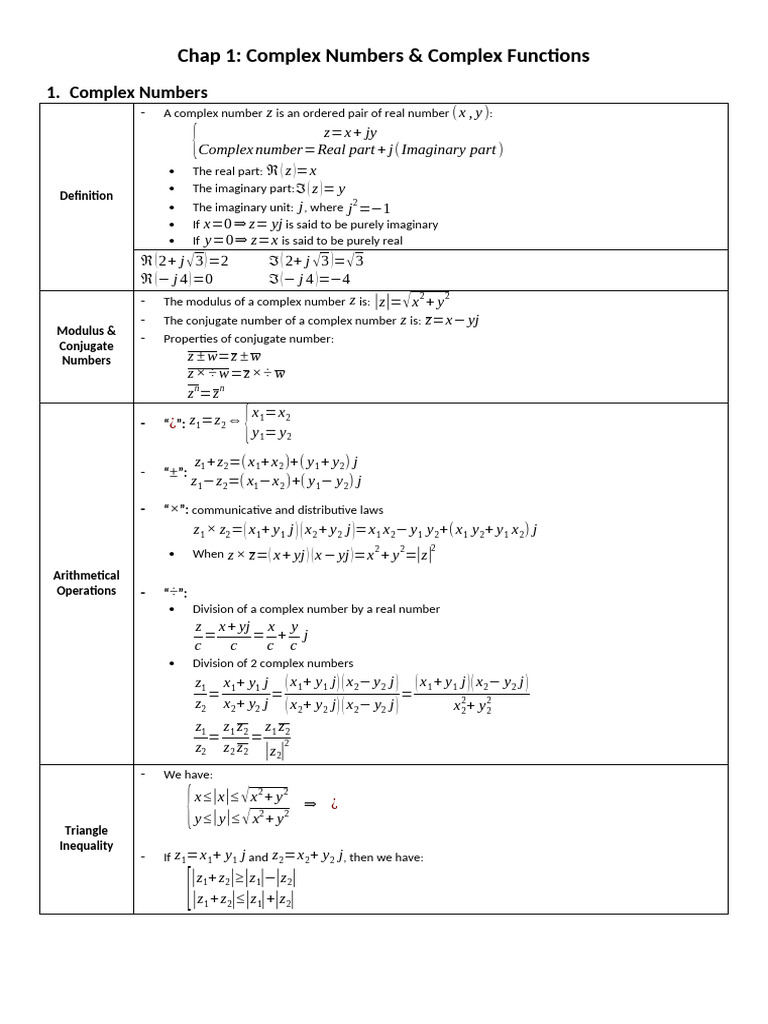 Complex Numbers and Functions Overview | PDF | Numbers | Algebra