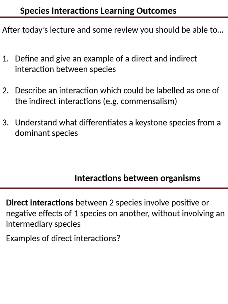 Lecture 18 - Species Interactions | PDF | Predation | Food Web