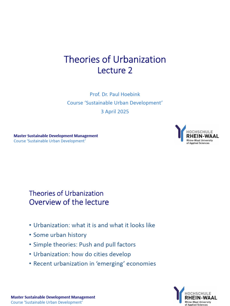 Lecture 2 - Urbanization Theories | PDF | Cost Of Living | Urbanization