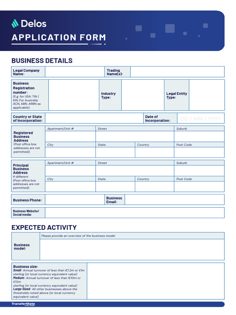 Corporate_application_form_Delos | PDF | Business | Economies