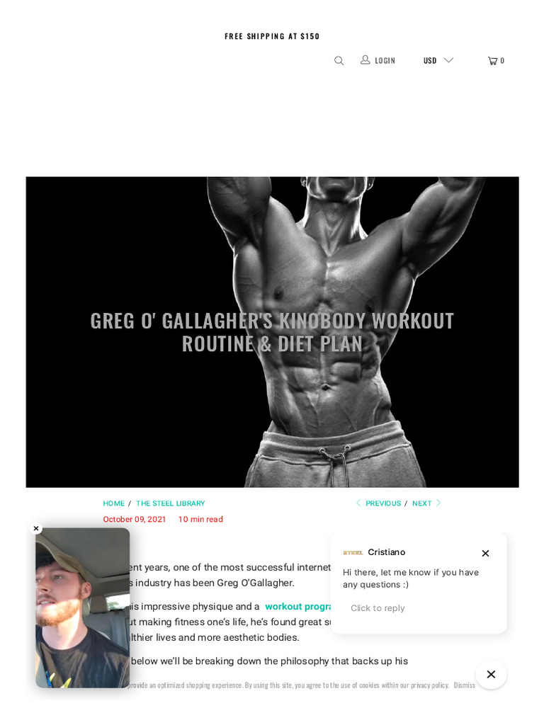 Greg O' Gallagher's Kinobody Workout Routine & Diet Plan - Steel ...