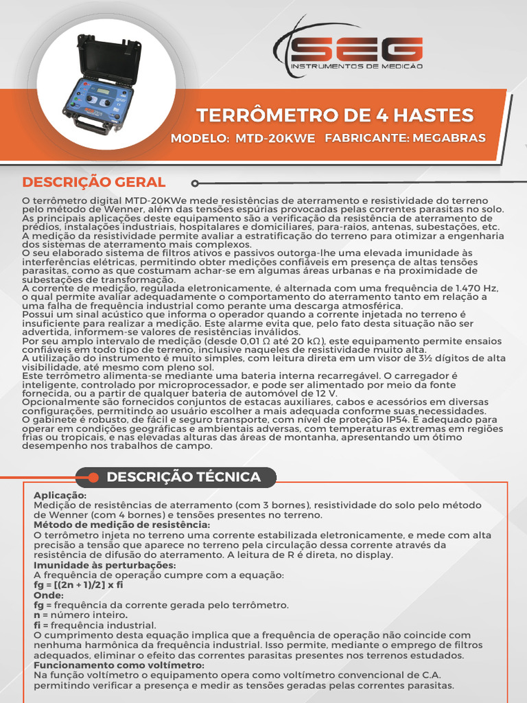 Terrômetro Digital MTD-20K: Medições Confiáveis | PDF | Eletricidade ...