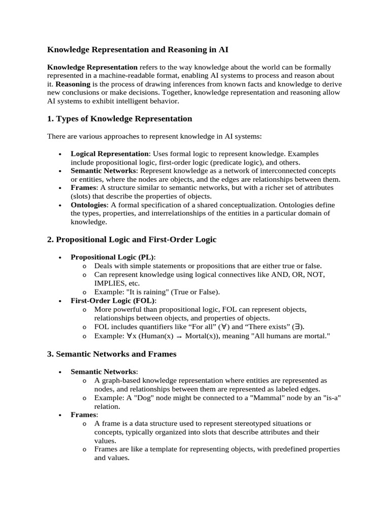 Knowledge Representation and Reasoning in AI (1) | PDF | Knowledge Representation And Reasoning ...