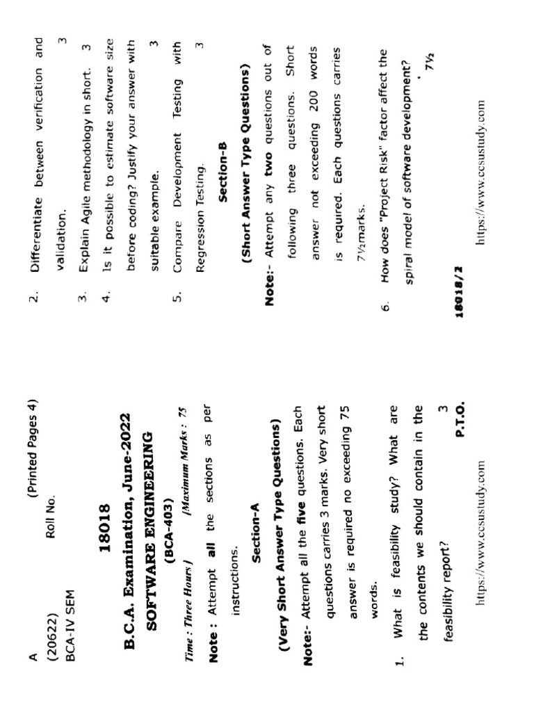 May Software Engineering Bca 403 - 02 | PDF