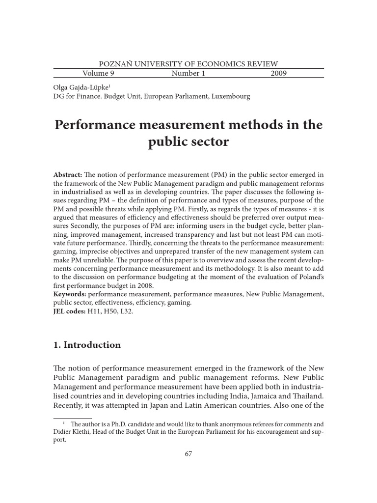 Performance Measurement Methods in The Public Sect | PDF | Audit ...