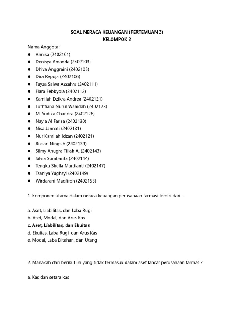 Kel 2-SOAL SBA PERTEMUAN 3-KELAS A-PSPA STIFAR RIAU 2025 | PDF