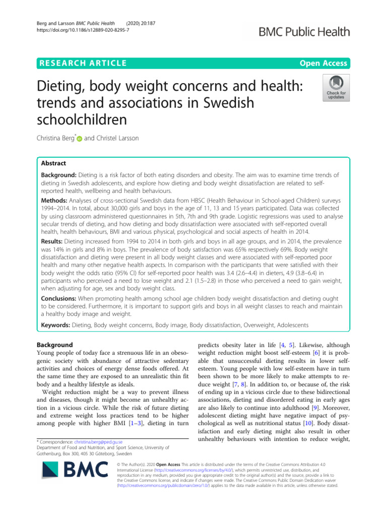 Dieting, Body Weight Concerns and Health | PDF | Obesity | Body Image