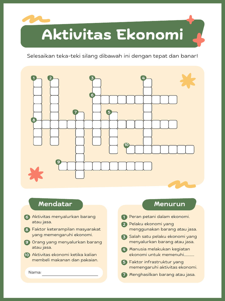 Aktivitas Ekonomi Teka-Teki Silang Hijau Kuning Ilustrasi Abstrak | PDF