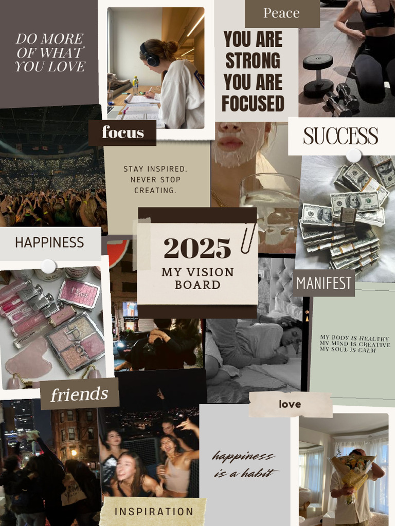 Brown Aesthetic Photo Collage 2025 Vision Board Poster - 20250114 ...