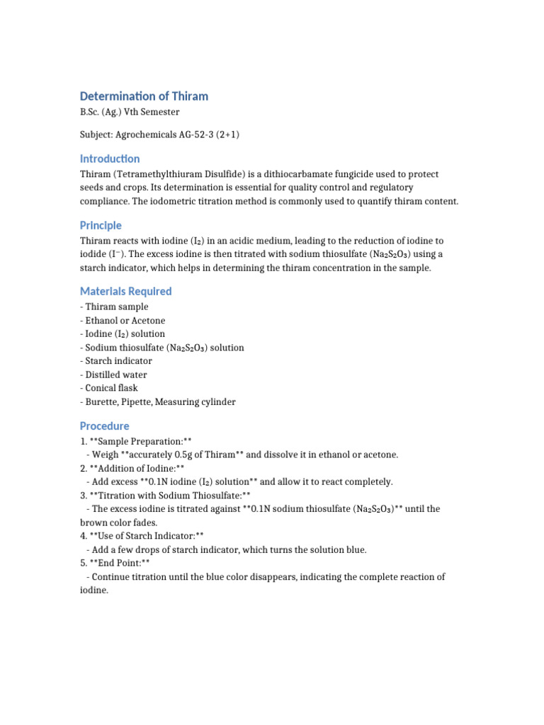 Determination of Thiram | PDF