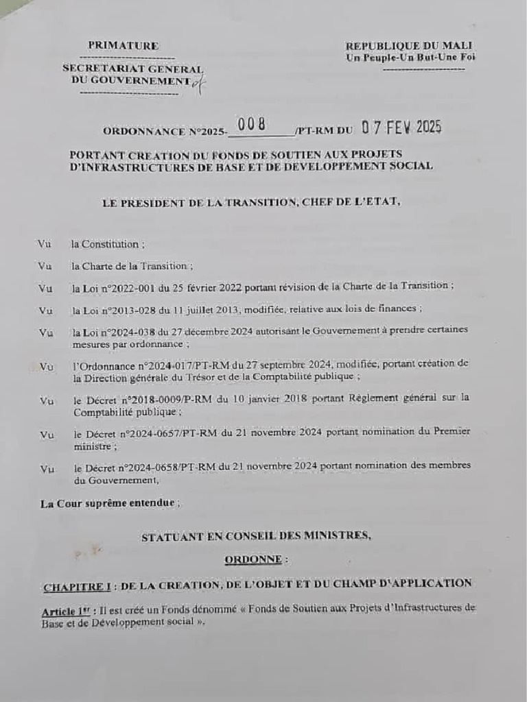 Ordonnance 2025-008 PT-RM 07.02.2025 | PDF