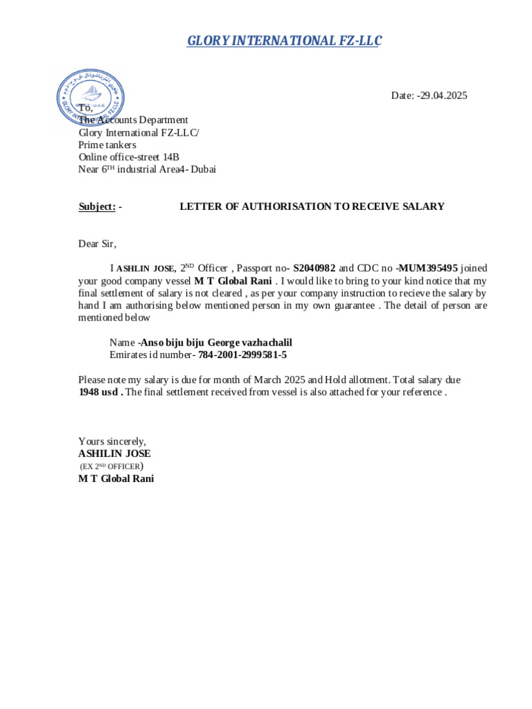 Sign Off Letter-As | PDF