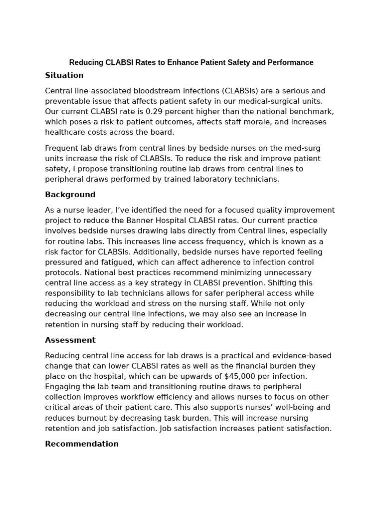 Reduce CLABSI Rates with Peripheral Draws | PDF | Nursing | Patient Safety