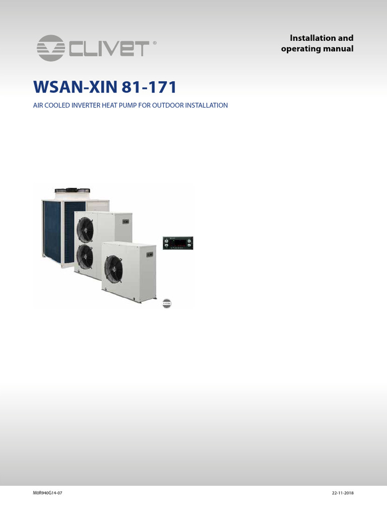 Clivet Manual WSAN XIN 131 171 | PDF | Water Heating | Pump