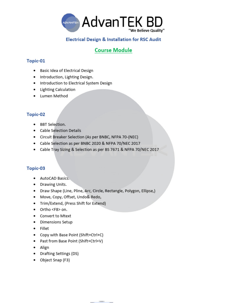 RSC Electrical Design Course Overview | PDF | Electrical Engineering ...