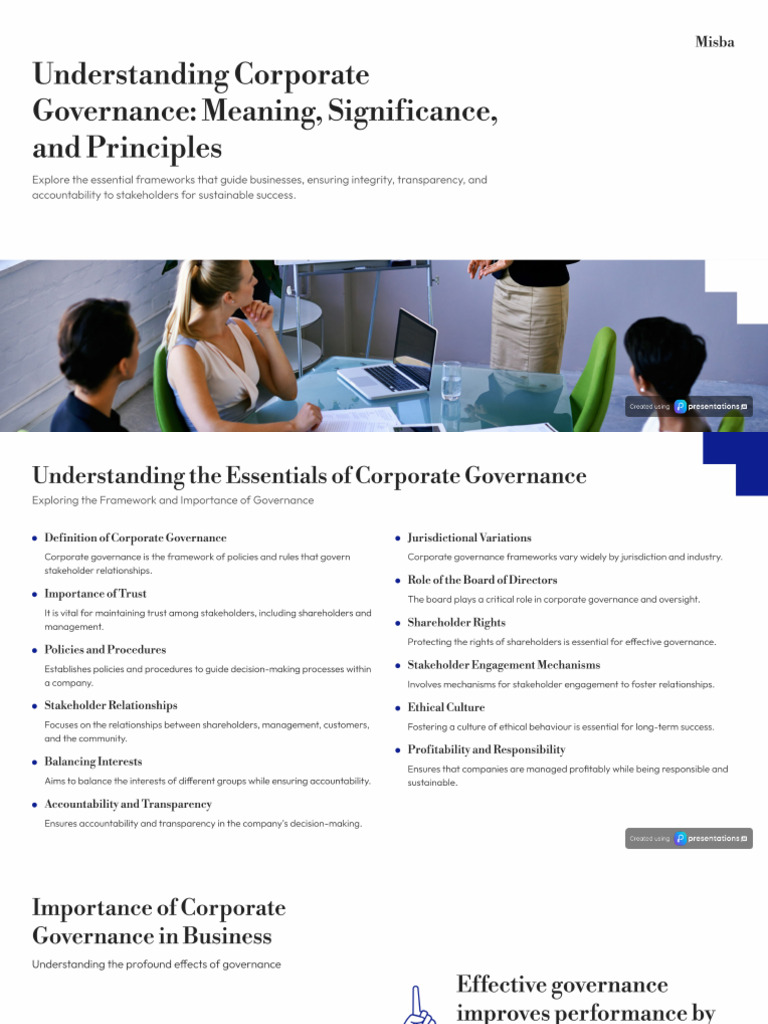 Understanding Corporate Governance - Meaning, Significance, and ...