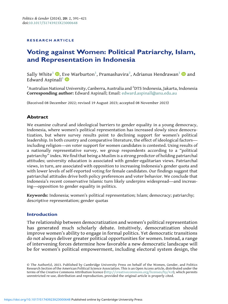 Div Class Title Voting Against Women Political Patriarchy Islam and ...