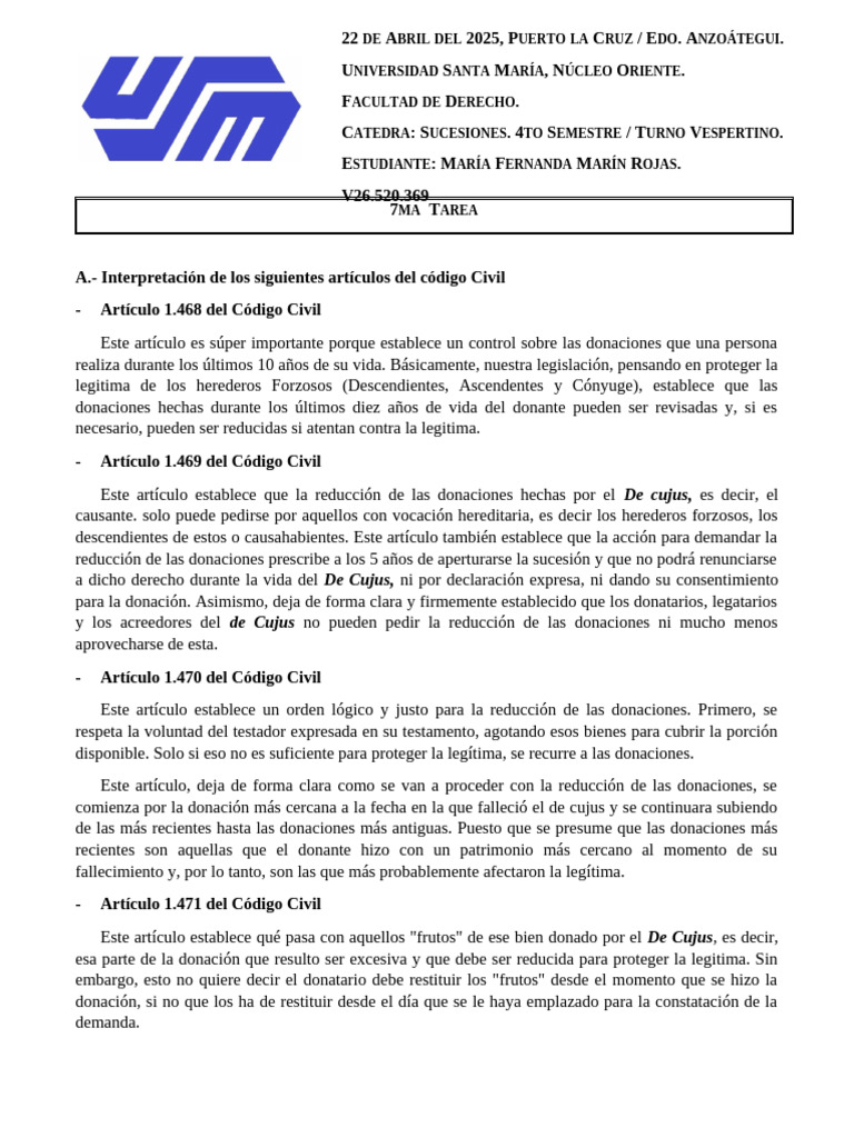 Interpretación de Artículos Del Código Civil / Derecho Sucesoral Venezolano | PDF | Donación