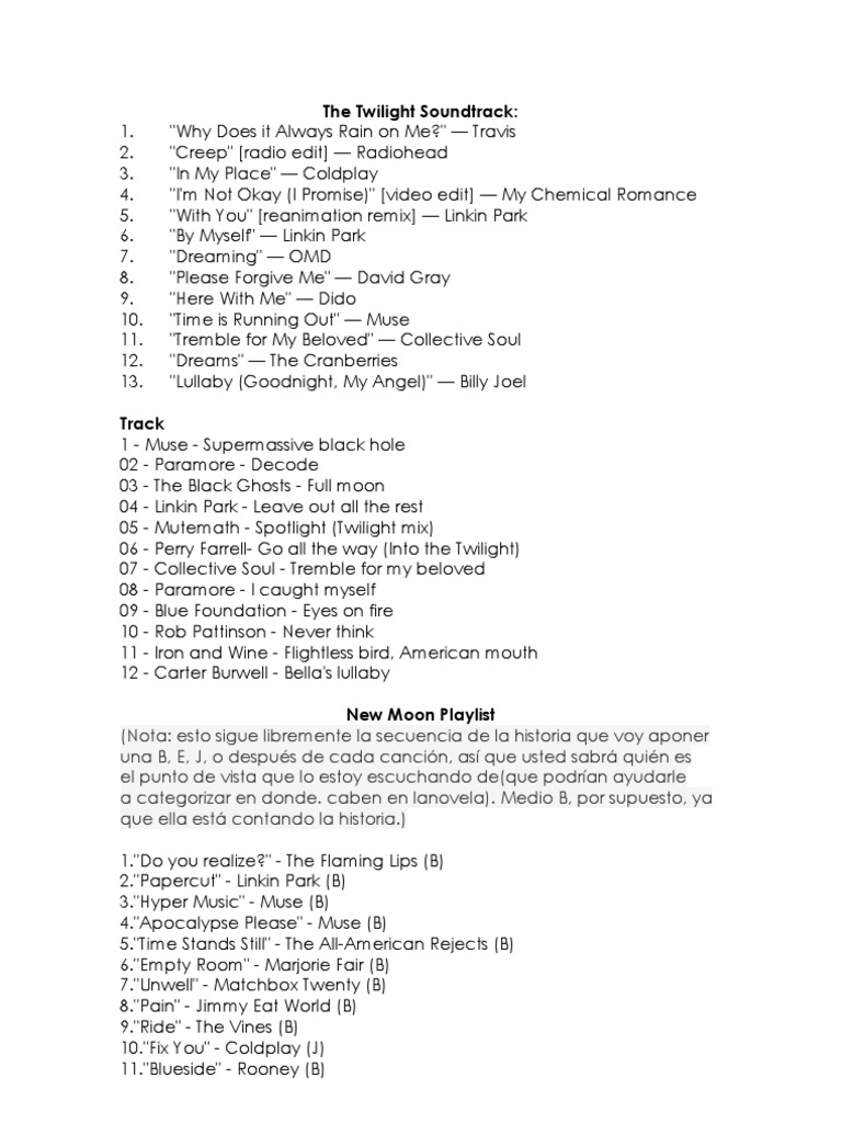Twilight Saga Soundtrack Overview | PDF | Music Organizations | Music ...