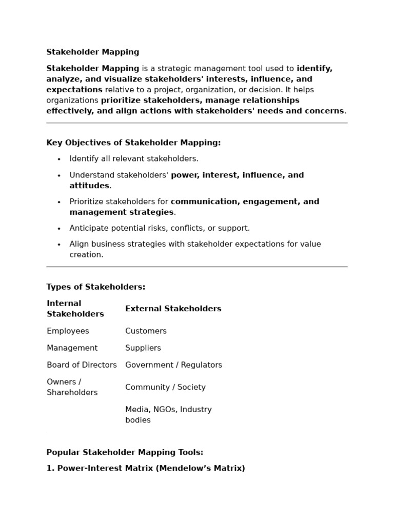 Stakeholder Mapping | PDF | Stakeholder (Corporate) | Strategic Management