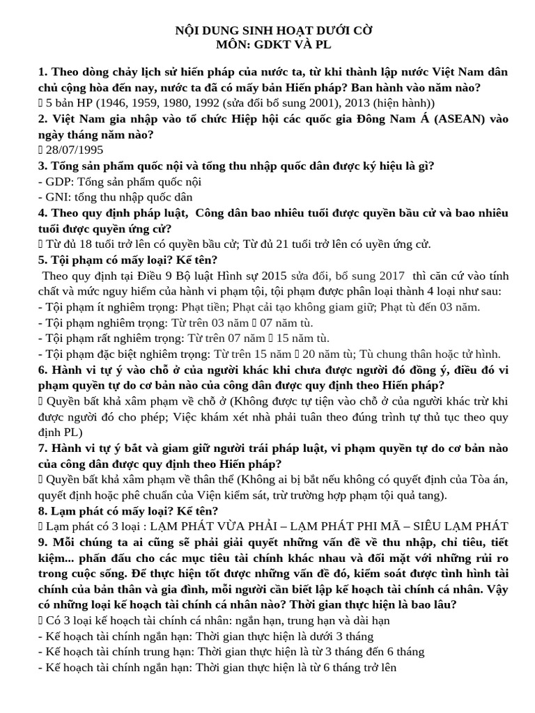 câu hỏi SHDC | PDF