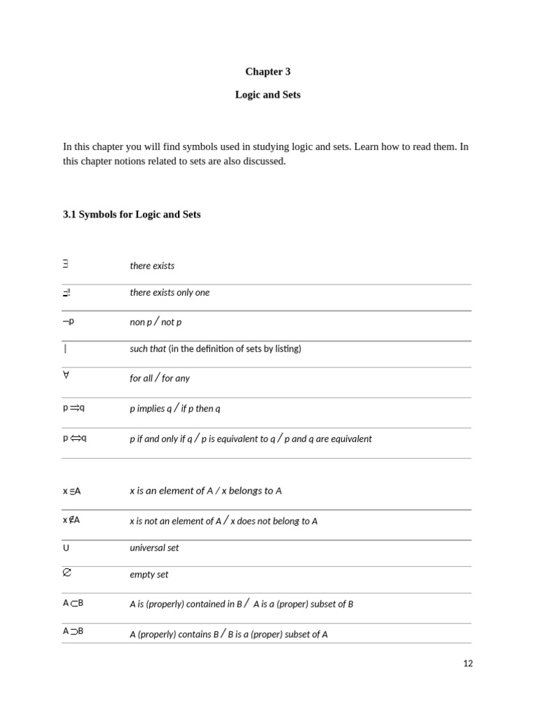 Chapter 3 - Logic and Sets | PDF | Set (Mathematics) | Subset