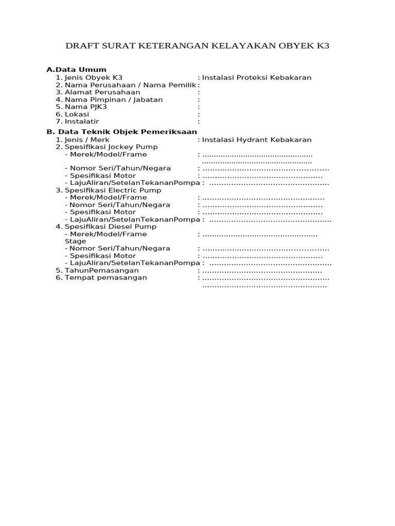 KELAYAKAN K3 HYDRANT PFN | PDF
