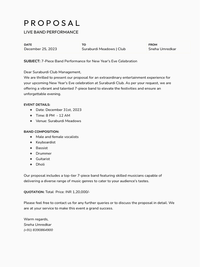 Nye Live Band Proposal | PDF