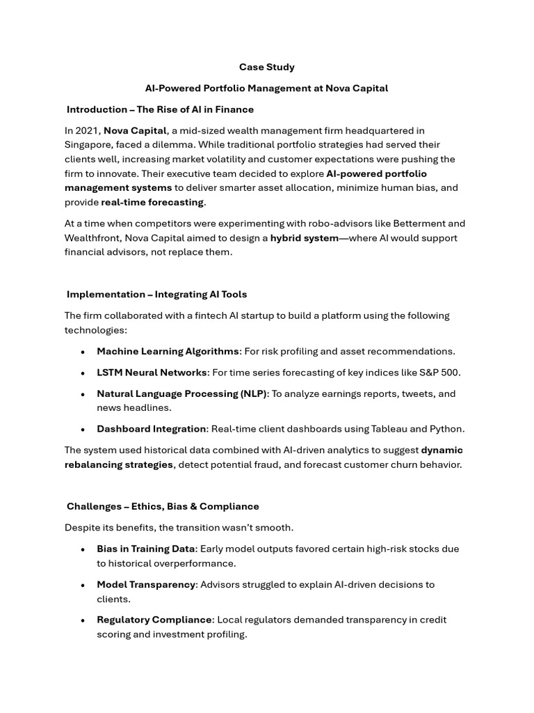 Case Study NOVA AI Powered Potfolio | PDF | Artificial Intelligence | Intelligence (AI) & Semantics