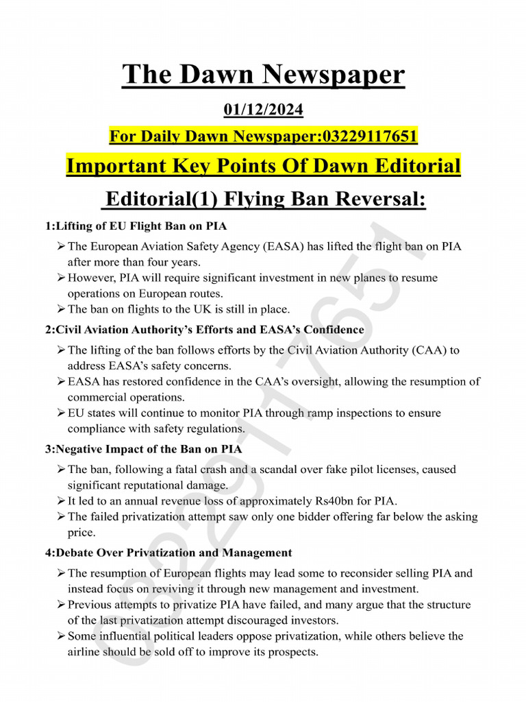 01 December Dawn Editorial Important Key Points by 03229117651 | PDF