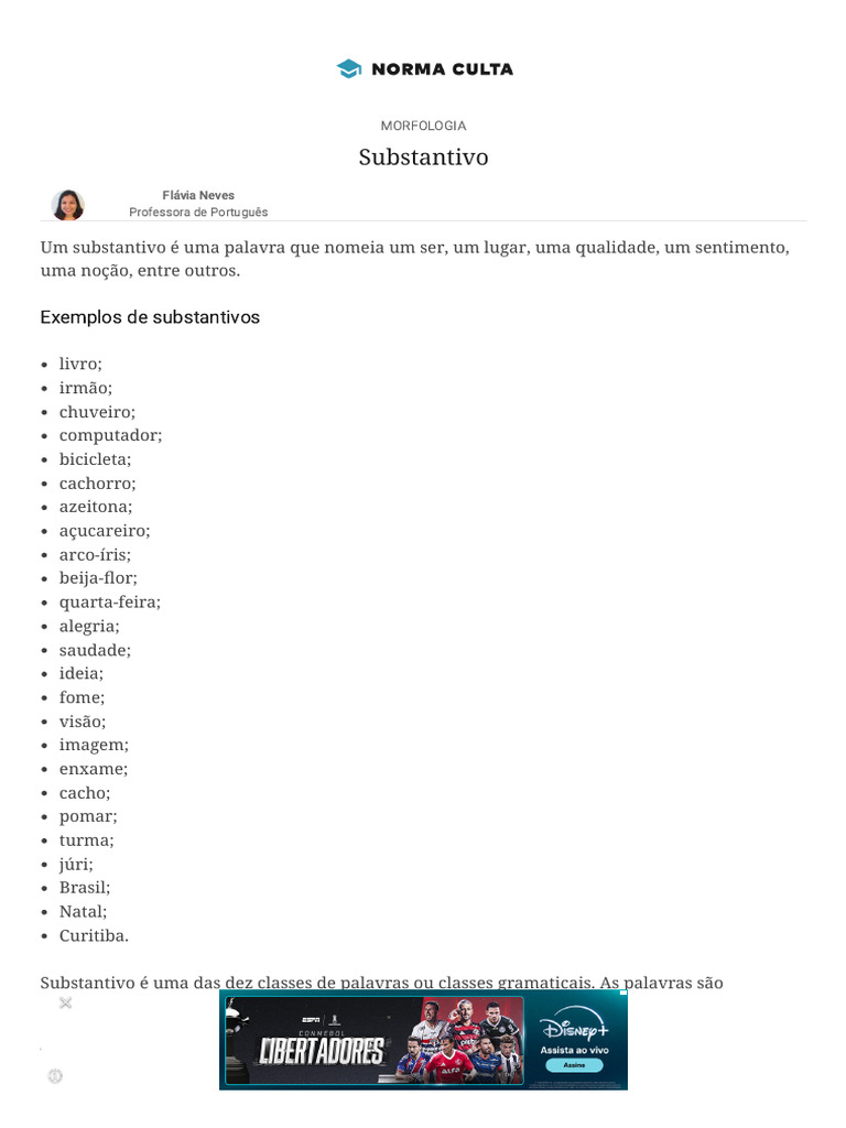 Substantivos - o Que É, Tipos, Flexão e Exemplos - Norma Culta | PDF | Substantivo | Assunto ...
