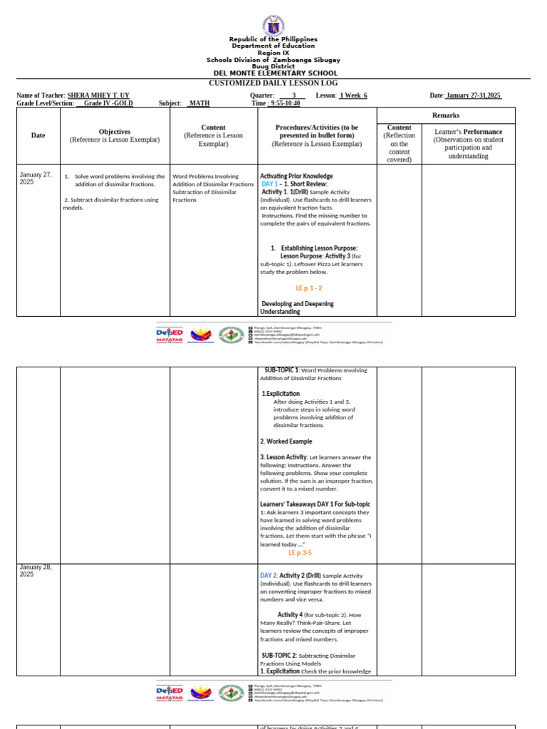 Math Matatag CDLL Q3 Week 6 | PDF | Cognitive Science | Behavior Modification