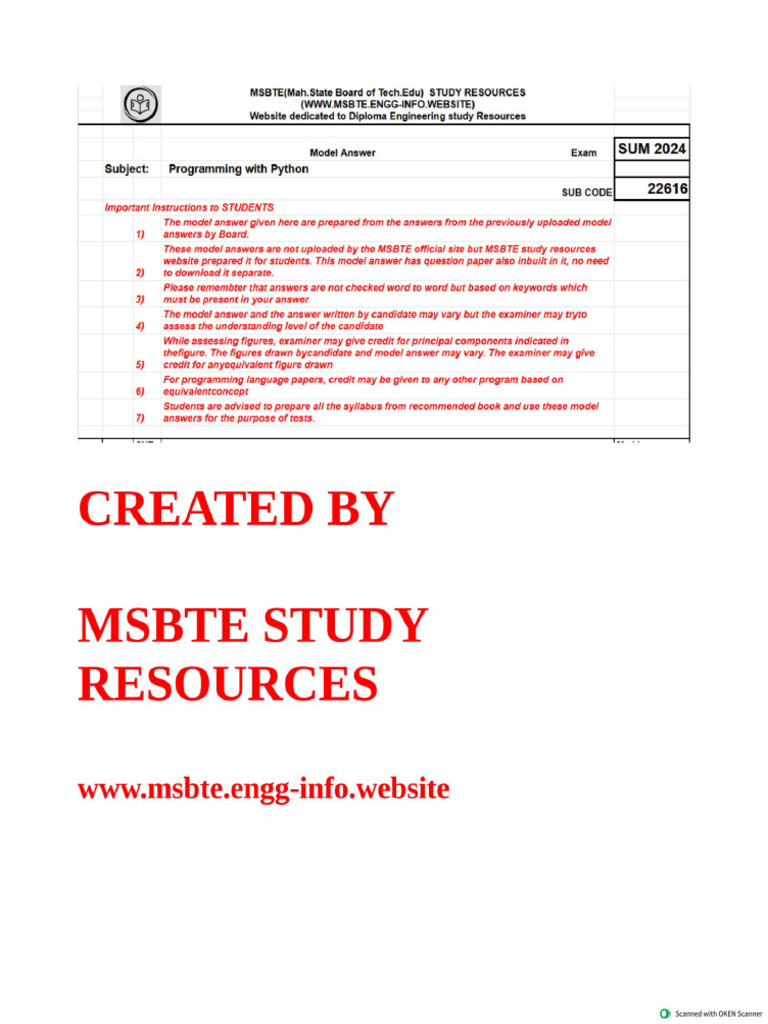 2024 Summer Model Answer Paper | PDF