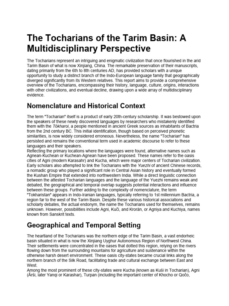 Tocharians of Tarim Basin | PDF