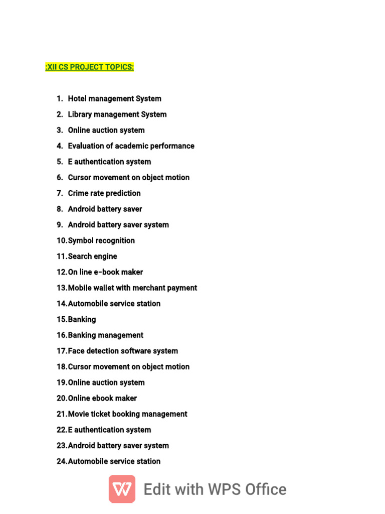 Xii Cs Project Topics &Detail References | PDF