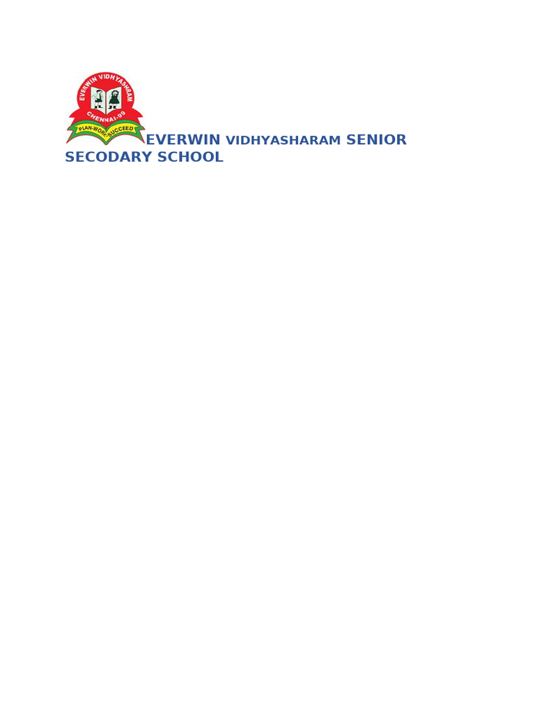 EVERWIN VIDHYASHARAM SENIOR SECODARY SCHOOL K | PDF