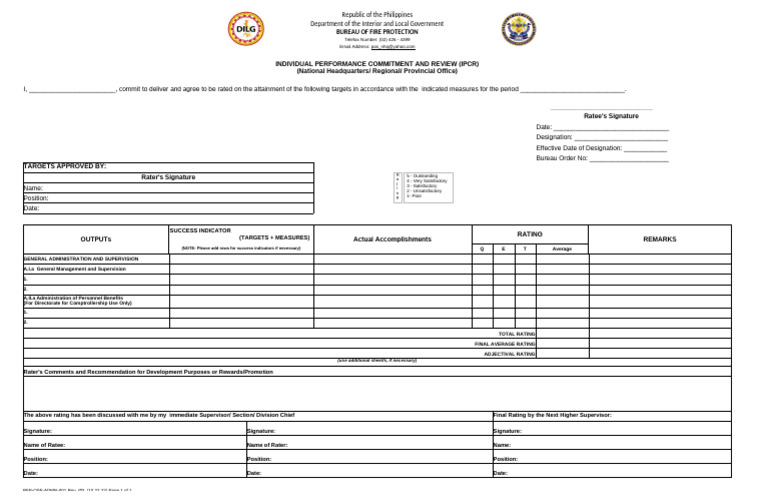 IPCR Performance Commitment Form | PDF