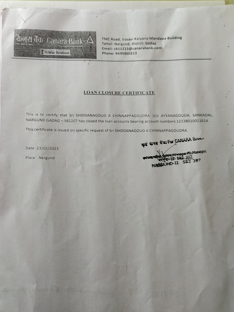 loan closure certificate | PDF