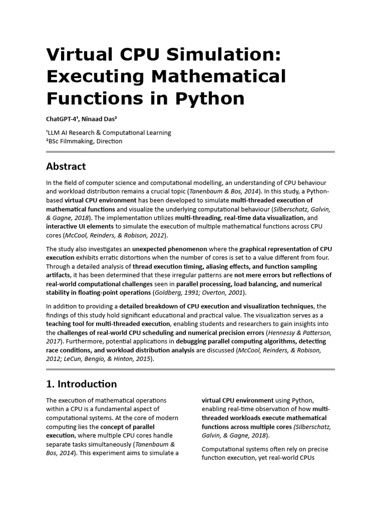 Simulation of a Virtual CPU Executing Mathematical Functions in Python | PDF | Central ...