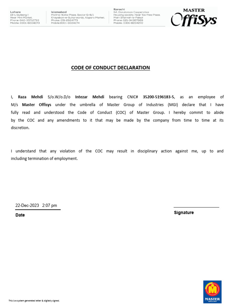 Code of Conduct | PDF