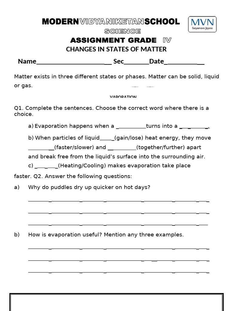 Changes in States of Matter 15.5.18 | PDF | Evaporation | Scientific ...
